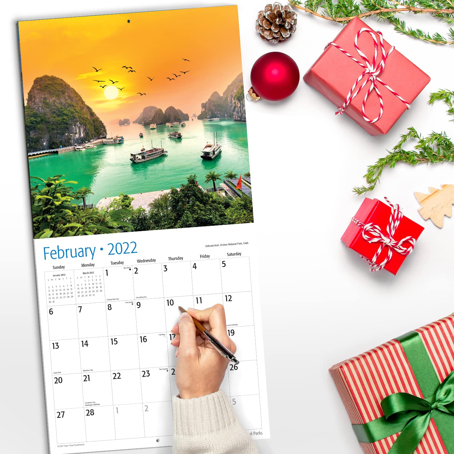 RED EMBER Beaches 2022 Hangable Wall Calendar - 12" x 24" Opened - Thick & Sturdy Paper - Giftable - Kick Back and Relax