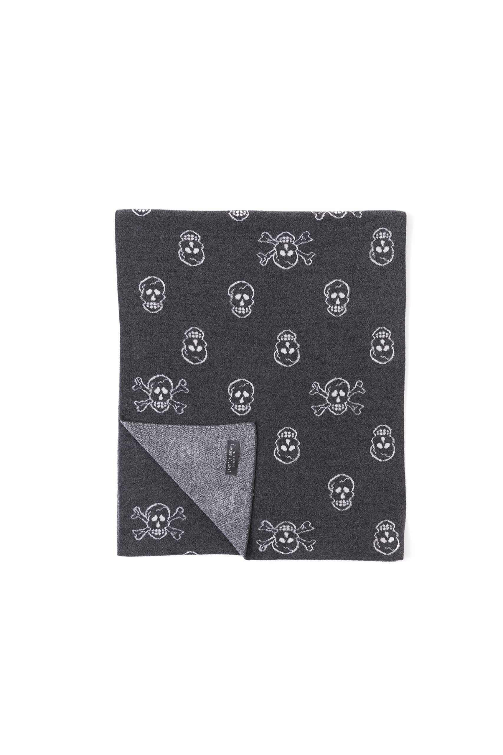 Barefoot Dreams CozyChic Ultra Lite Skull Print Scarf, 100% Polyester Knit Scarf for Women and Teens, Cute Winter Apparel, Warm Accessories, Carbon/Almond, OS