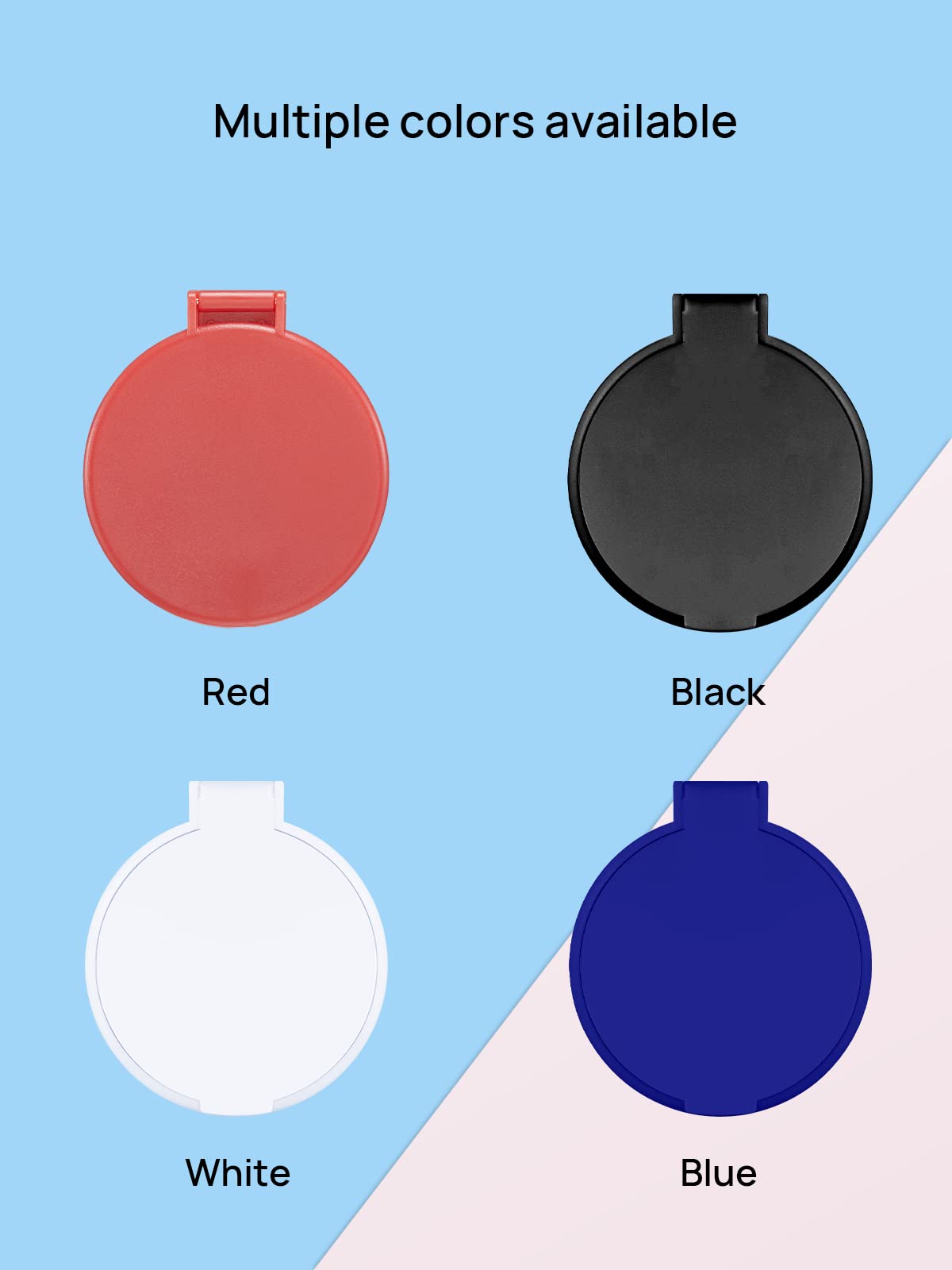 Compact Mirror Bulk Round Makeup Mirror for Purse, Set of 3, 2.6" L x 2.37" W (Black)