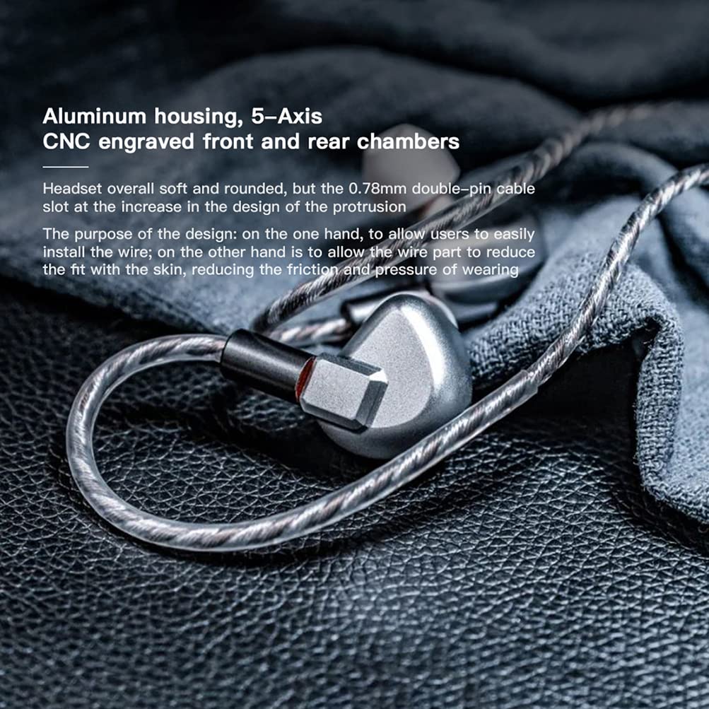 LETSHUOER S12 in-Ear Earphone 14.8mm Planar Magnetic Driver IEMs HiFi Headphone with Silver Plated Monocrystalline Copper Cable 3.5mm Headphones Jack (Grey)