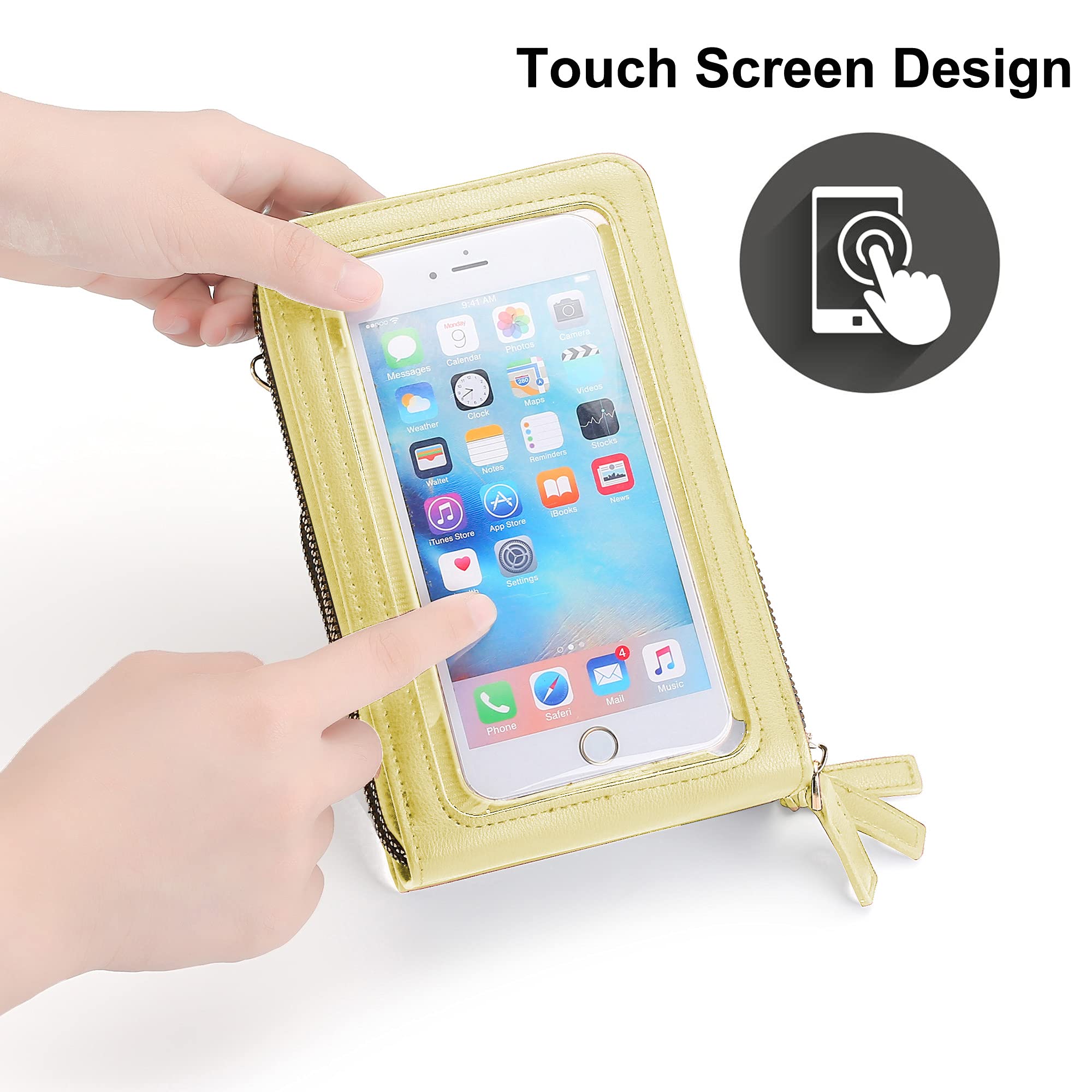 Valleycomfy Small Crossbody Bag For Women Touch Screen Cell Phone Purses and Wallet Lightweight Travel Handbag (Duck Yellow)