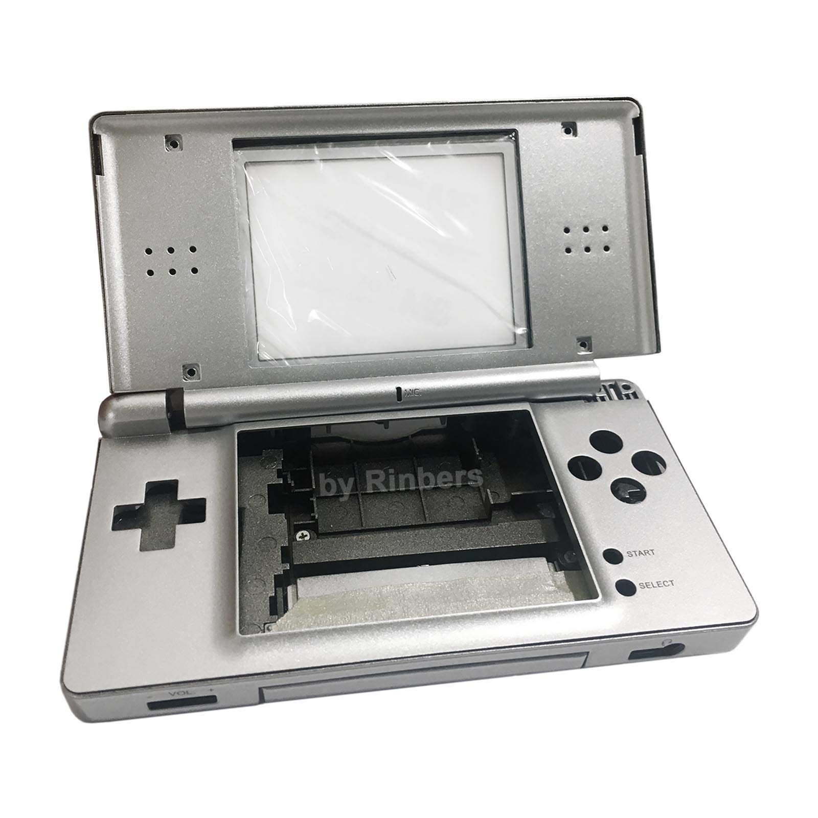 Rinbers® Replacement Full Housing Plastic Shell Cover Case Kit Repair Parts with Bottons Stylus Pen Screws for Nintendo DS Lite NDSL - Silver