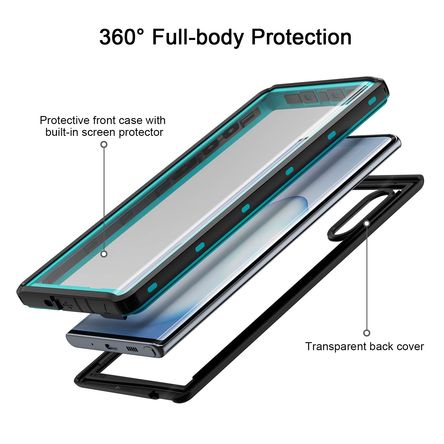 Fansteck Samsung Galaxy Note 10+ Plus Waterproof Case, IP68 Waterproof/Snowproof/Shockproof/Dirtproof, Fully Sealed Underwater Protective Cover for Samsung Galaxy Note10 Plus 5G(6.8-inch) (Grass blue)