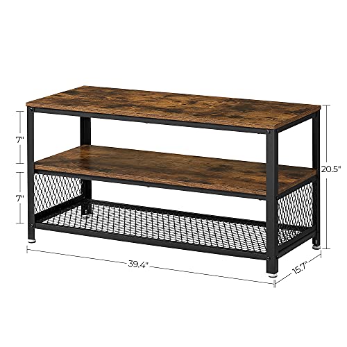 VASAGLE BRYCE TV Stand for TVs up to 43 Inches, Storage Console with Metal Shelf, Easy Assembly and Sturdy Design, Adjustable Feet, 39.4 x 15.7 x 20.3 Inches, Industrial, Rustic Brown ULTV40BX