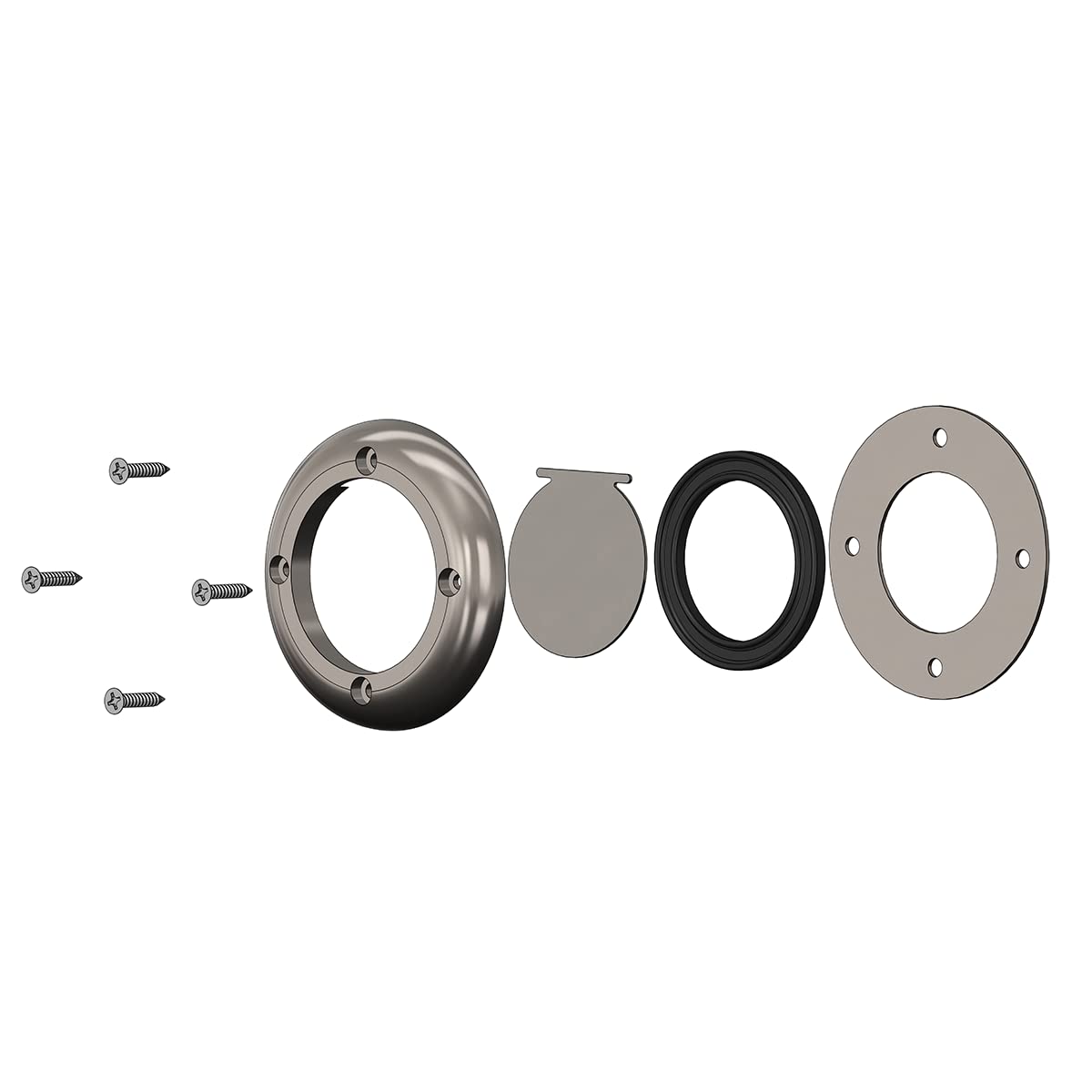 SEAWORTHY INNOVATIONS 316 Stainless Steel Boat Scupper Assembly with Hinged Stainless Flapper (P/N SW1047)