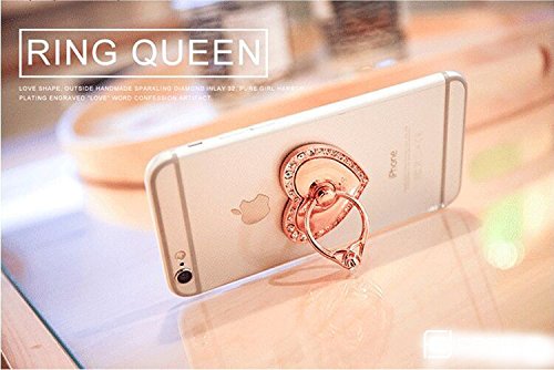 Universal Phone Ring Bracket Holder,UCLL Love Heart Diamond Shape Finger Grip Stand Holder Ring Car Mount Phone Ring Grip Smartphone Ring Stent Tablet Rose Gold