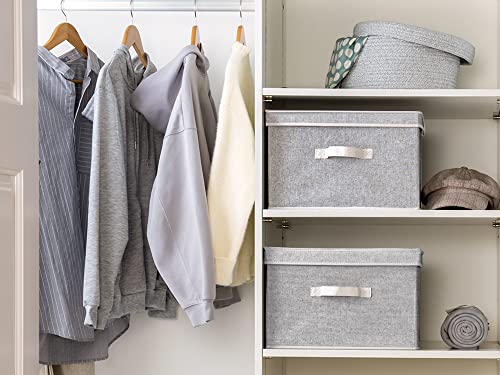 StorageWorks Decorative Storage Boxes, Storage Basket With Lid And Handles, Gray, Large, 2-Pack, 15 ¾" L x 10 ¼" W x 9 ¾" H