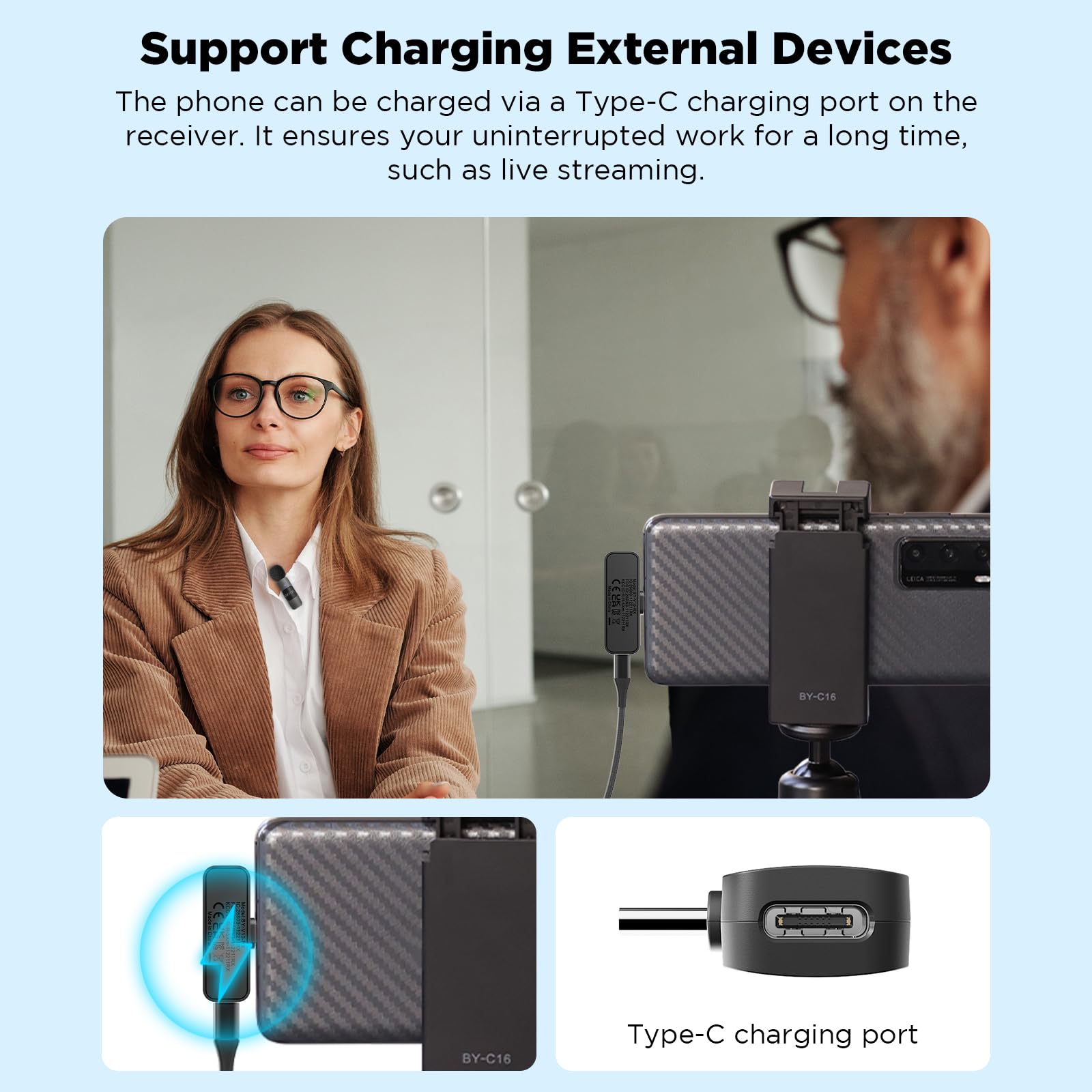 BOYA Dual Wireless Lavalier Lapel Microphone for Android SmartPhone Laptop - Omnidirectional USB C Condenser Video Recording Mic for Interview Podcast Vlog YouTube Live Stream (TX+TX+RX)