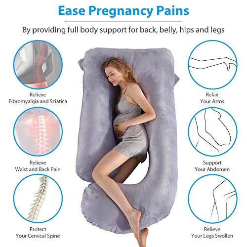 Victostar Pregnancy Pillow,57 inches U Shaped Maternity Pillow with Removable Cover Full Body Pillow Support for Back, Hips, Legs, Belly (Dark Gray)