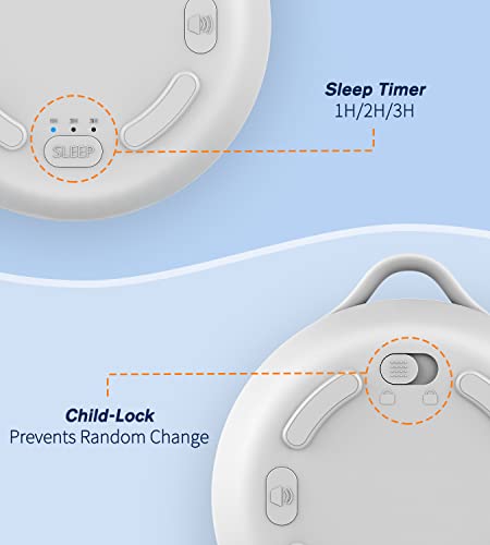 Portable White Noise Machine for Baby Sleeping | 8 Night Lights | 17 Soothing Sounds | USB Rechargeable | Safe Clip Easy Hanging & Child Lock | Compact and Lightweight for On-The-Go & Travel, Kids