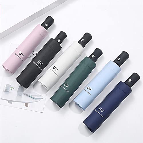 YAMHOHO Lightweight and sturdy umbrella windproof folding men and women clear rain dual-use vinyl sun umbrella sunscreen UV protection sunshade double travel umbrella (UV-Black)