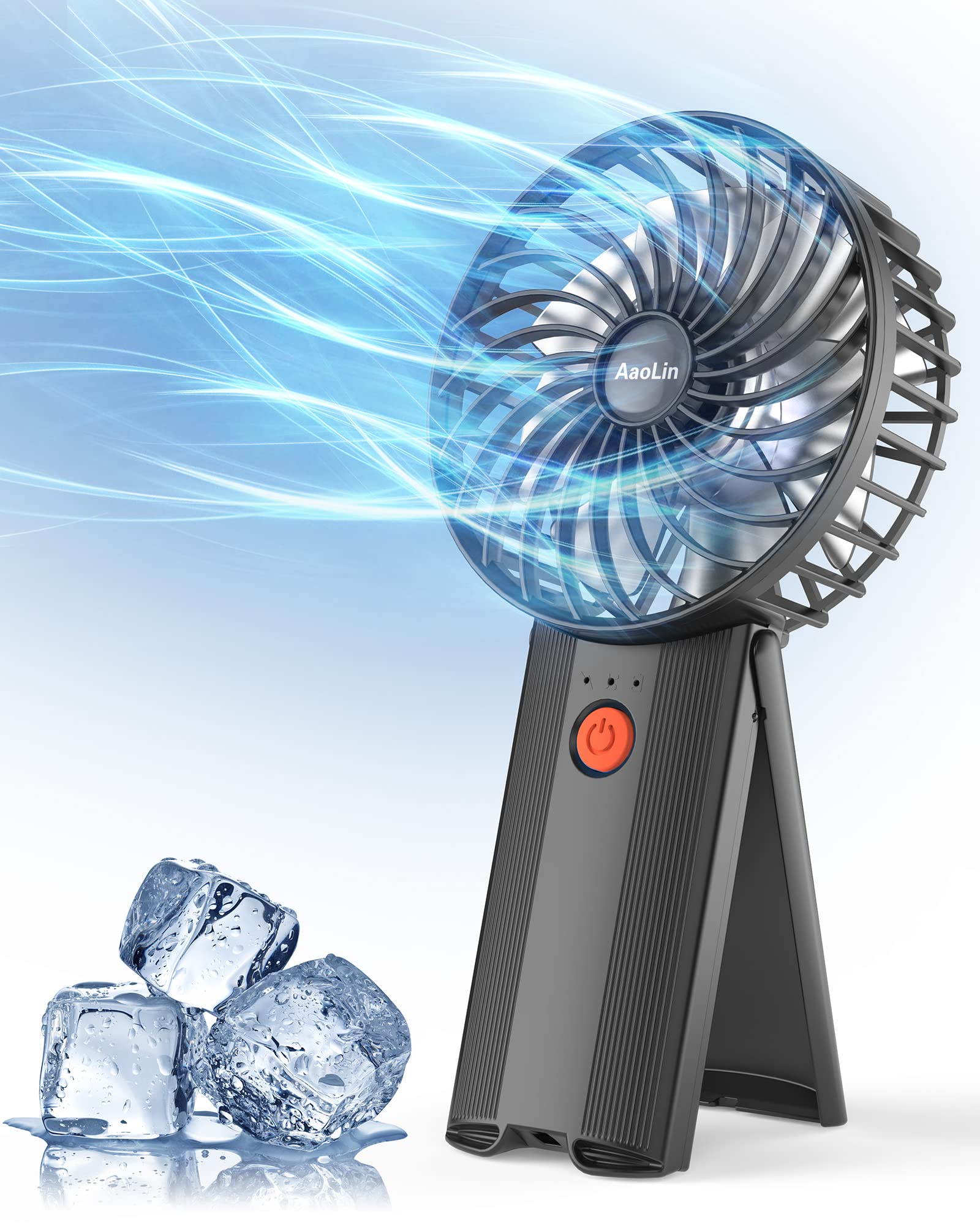 Mini Handheld Portable Foldable Small Fan USB Rechargeable Personal Fan Neckable Desktop 4-speed 3-in-1 Mute Handheld Small Fan 6-15 Hours Continuity Suitable for Summer Travel Camping Outdoor Kids