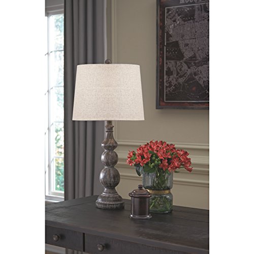 Signature Design by Ashley Mair Rustic Farmhouse Poly Table Lamp Set of 2, Gray