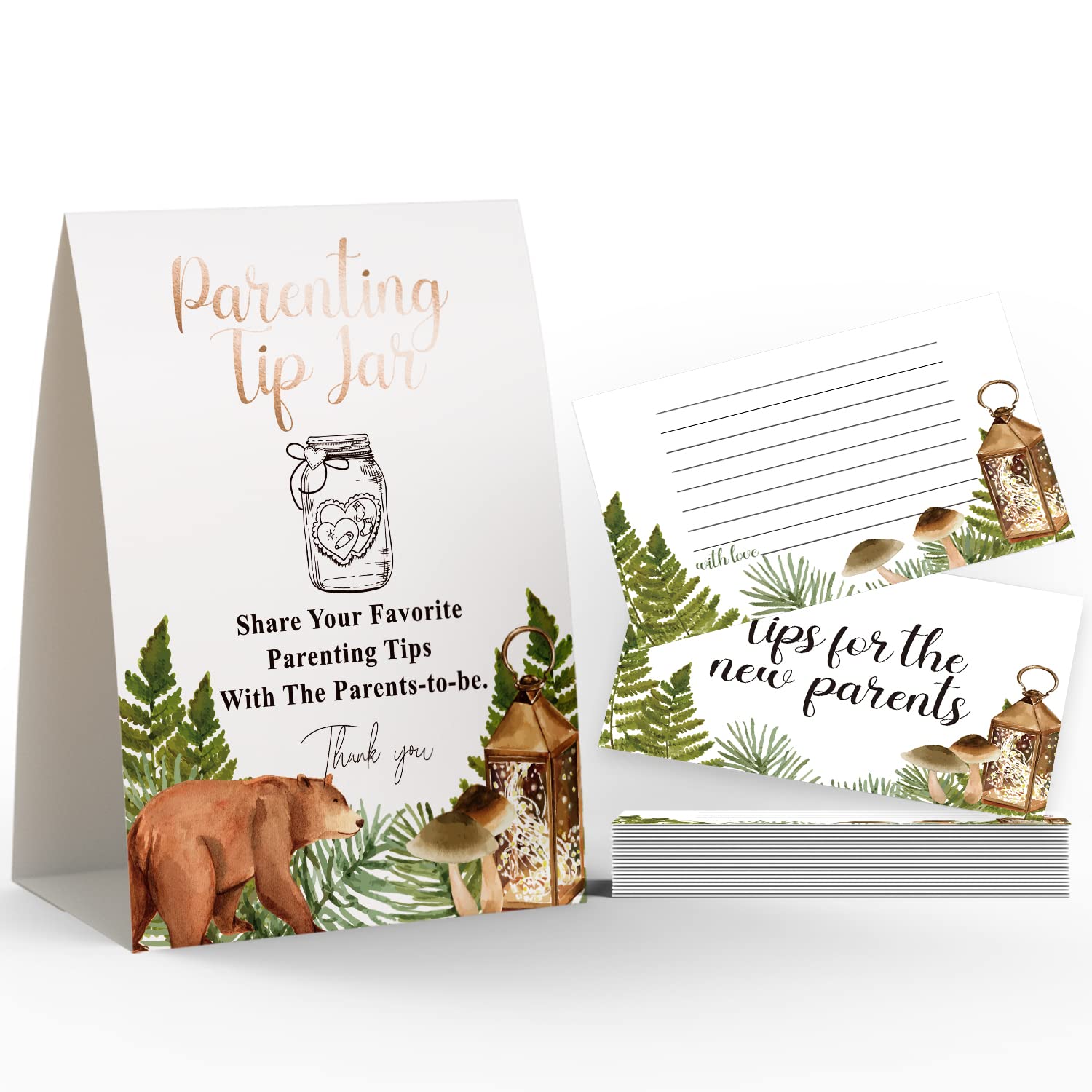 Toctose Advice for New Parents, Parenting Advice Card, Baby Shower Party, Tips for the Parents To Beļ¼Includes a 5x7 Standing Sign and 25 4x6 Advice Cards(JYC041)