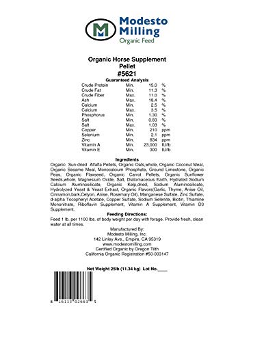 Modesto Milling Organic, Non GMO Horse Supplement Pellets, 25 lbs; Item# 5621
