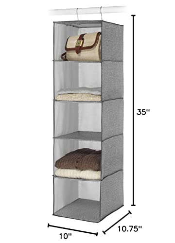 Whitmor Hanging Accessory Shelves 5 Open Sweater Shelves Crosshatch Gray