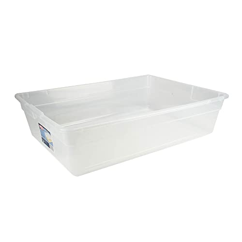 Sterilite 28 Quart Multipurpose Clear Plastic Stacking Storage Container Toe with Secure Lid for Under Bed or Closet Organization, 100 Pack