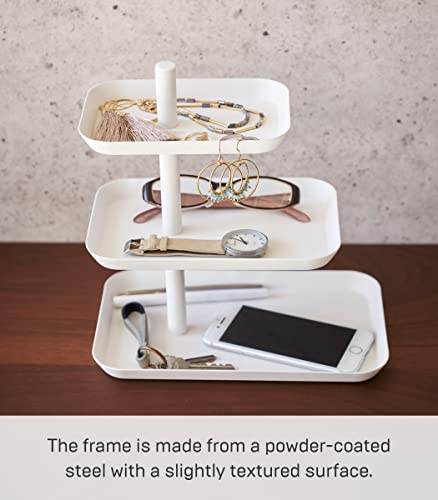 YAMAZAKI home 4724 3-Tier Accessory Tray-Jewelry Holder & Storage Organizer, One Size, White