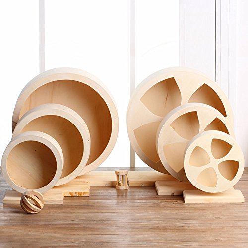 OMEM Hamster Exercise Wheel,Small Animals Running Toy Suitable for Rat, Pig, Chinchilla, Gerbil, etc. pet Wooden Harmless, Handmade (L)