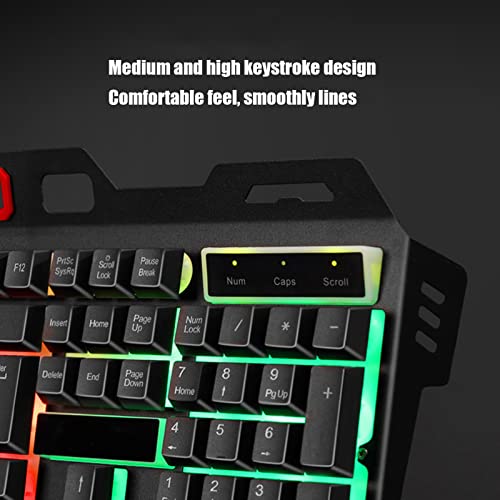 Wired Gaming Keyboard Mouse Combo, 104 Keys RGB Light Reinforced Bottom Keyboard, USB Gaming Keyboard Mouse Set for PC Gamers