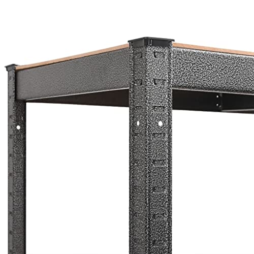 vidaXL 5-Layer Heavy-Duty Corner Shelf Home Indoor Warehouse Workshop Storage Shelf Industrial Shelving Rack Unit Gray Steel and Engineered Wood