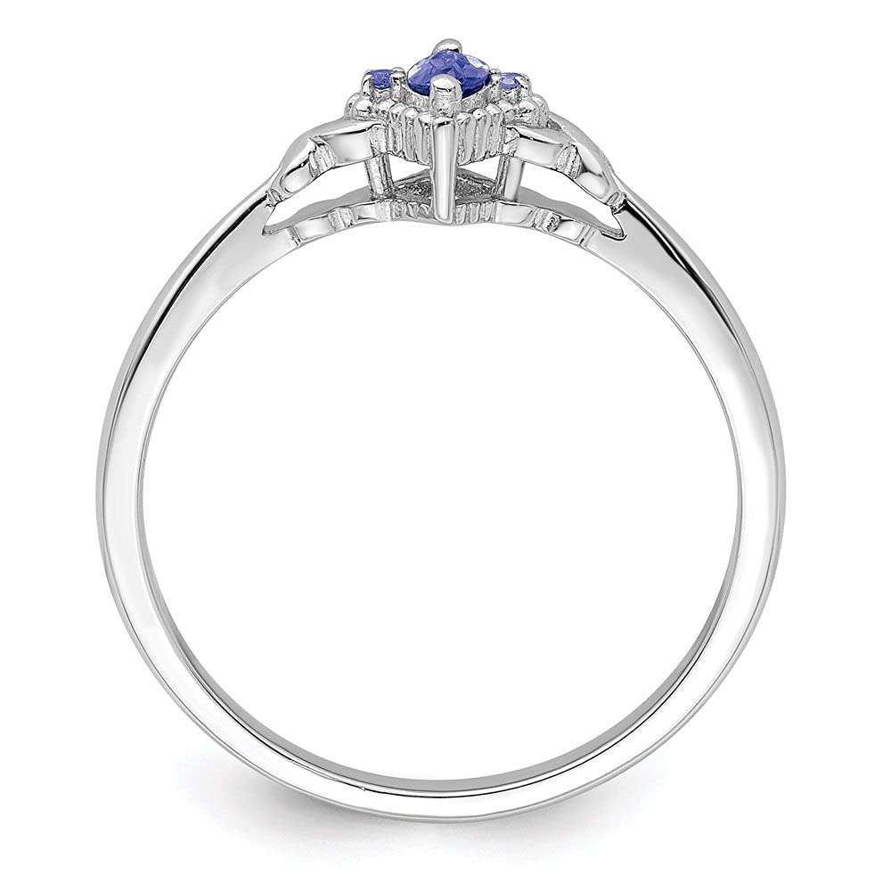 Diamond2Deal 925 Sterling Silver Marquise Cut Tanzanite and Diamond Engagement Ring 0.13 Cttw