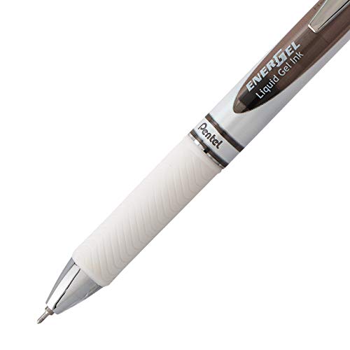 Pentel Gel Ink Pen, Pearl Retractable Gel Pen, (0.7mm) Medium Point, Needle Tip, Black Ink, 12 pack (BLN77PW-A)