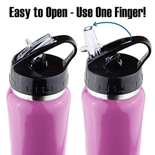 Zero Degree Stainless Steel Water Bottle with Straw and Leak Proof Lid, Vacuum Insulated Double Wall Sport Bottle Keeps Drinks Cold for 12 Hours (18oz Blue)