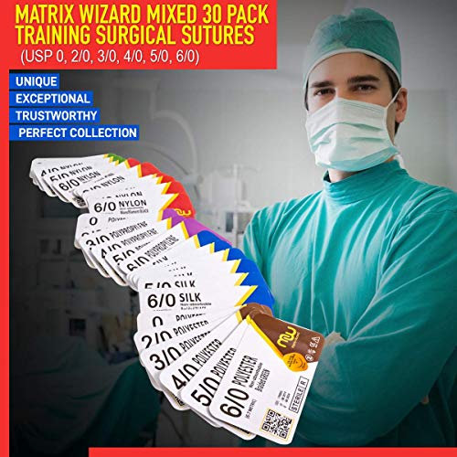Sterile Mixed Sutures Thread with Needle Plus Training Tools - Military First Aid Emergency Survival Drill; Camping Travel Preparedness; Military Trauma Kit; Vet Student's Use (49PK Mixed Tools)