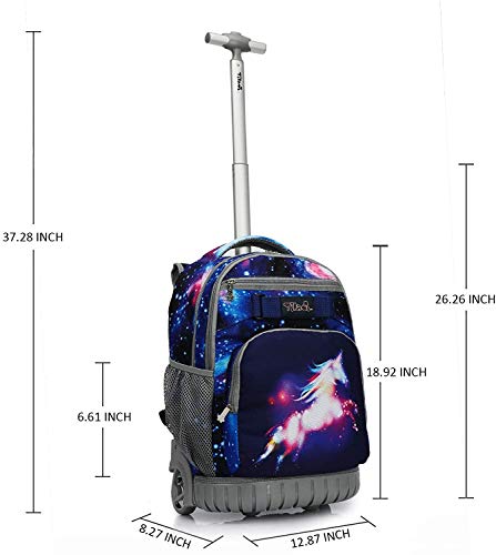 Tilami Rolling Backpack Laptop 18 inch with Lunch Bag, Unicorn