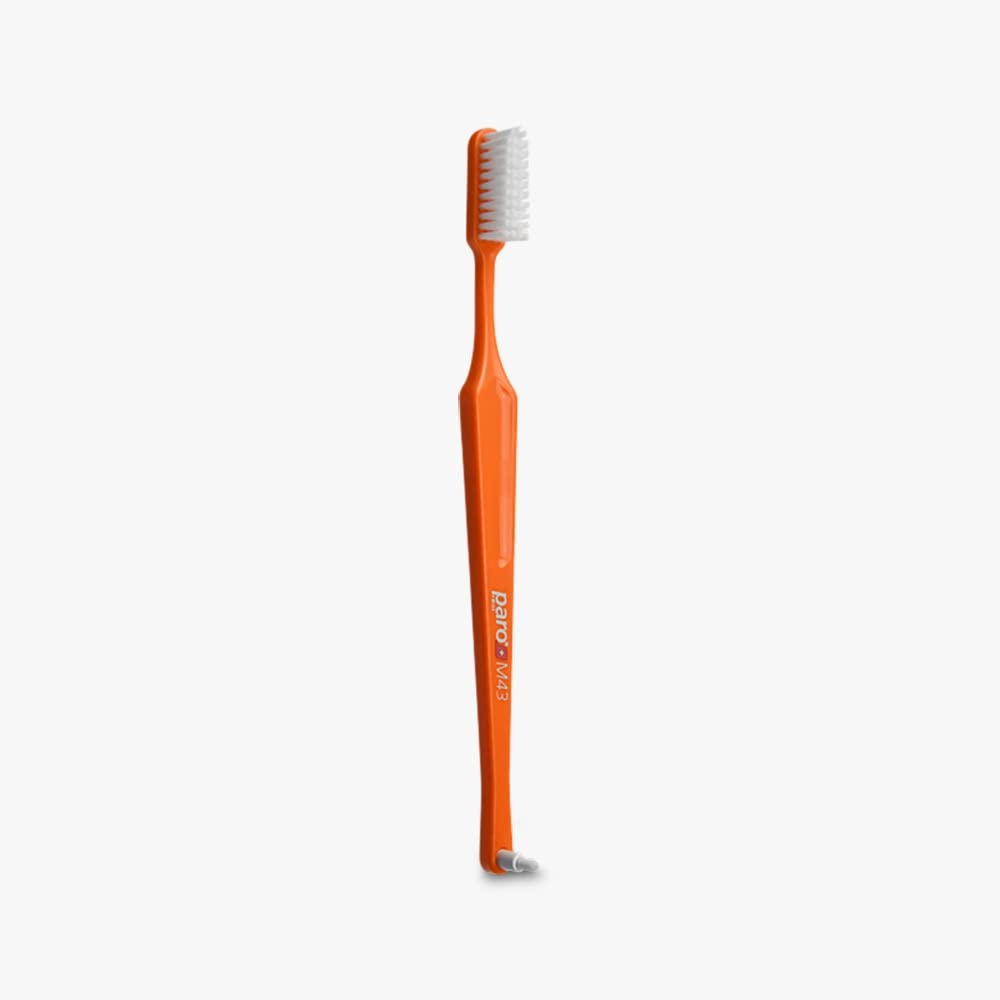 Paro M43 Toothbrush 708 | Compact Brush Head with Medium Bristles and Exchangeable Inter Space F | 4 Rows, 43 Tufts (12 Pack Multicolor)