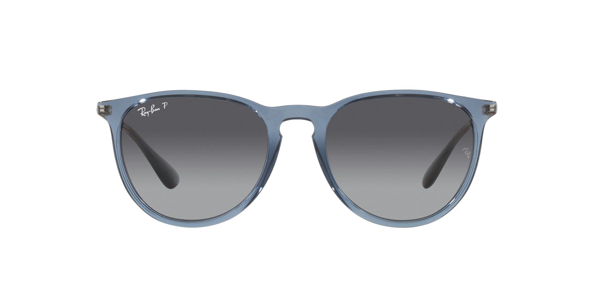 Ray-Ban RB4171 Erika Round Sunglasses, Transparent Blue/Polarized Grey Gradient, 54 mm