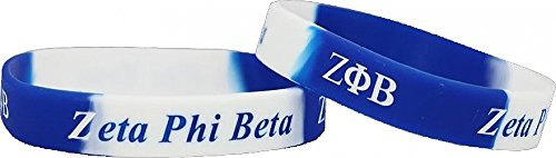 Zeta Phi Beta Color Swirl Silicone Bracelet [Pack of 2 - Blue/White 8In], 93909
