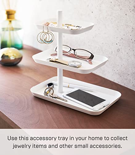YAMAZAKI home 4724 3-Tier Accessory Tray-Jewelry Holder & Storage Organizer, One Size, White