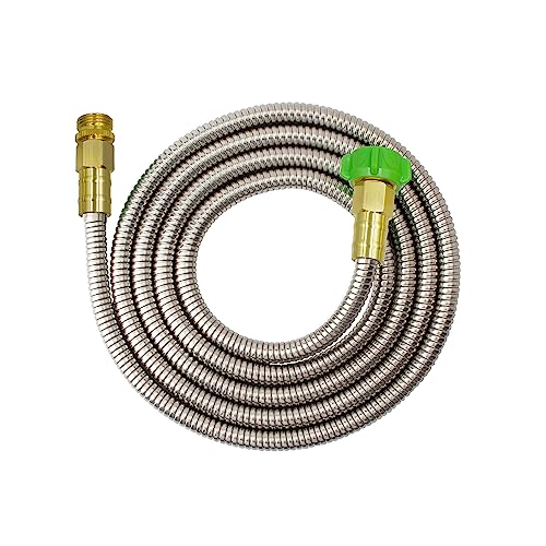 YANWOO 304 Stainless Steel 20ft Garden Hose with Female to Male Metal Connector, Short Metal Hose, Water Hose, Drinking Water Safe (20ft)