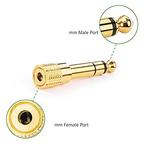 Wakaka 2 Pack 3.5mm Female to 6.5mm Male Jack Audio Plug Stereo Headphone Adaptor Converter Microphone Audio with 24K Gold Plated