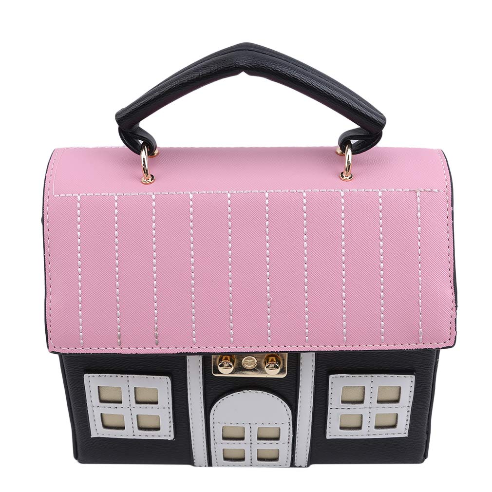 SOURBAN House Crossbody Bag 3D Square Shape Shoulder Bag Faux Leather Cartoon Messenger Tote Purse,black