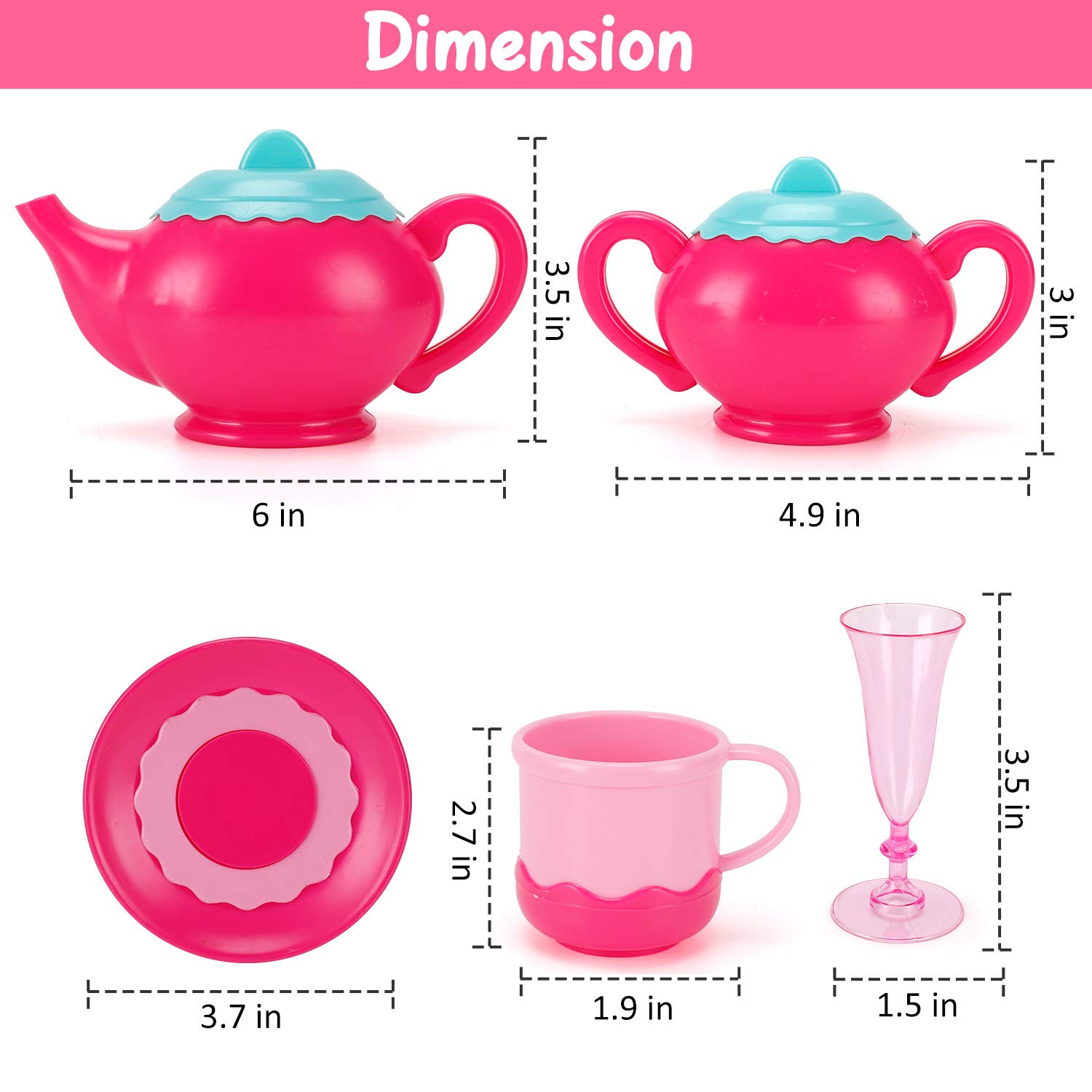Liberty Imports Deluxe Pink Tea Set for Kids Pretend Play with Tea Pots, Cups, Dishes and Kitchen Utensils (18 pcs)