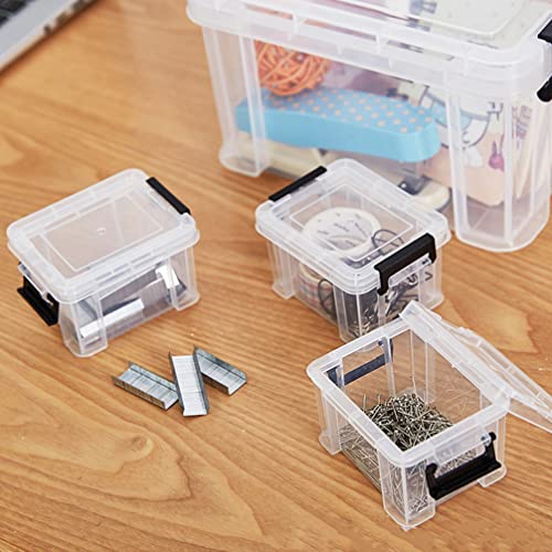Totority 4Pcs Mini Storage Bins Box with Lid Clear Bead Storage Containers Jewelry Making Organizer for Small Crafts Kit Jewelry Beads Food Storage