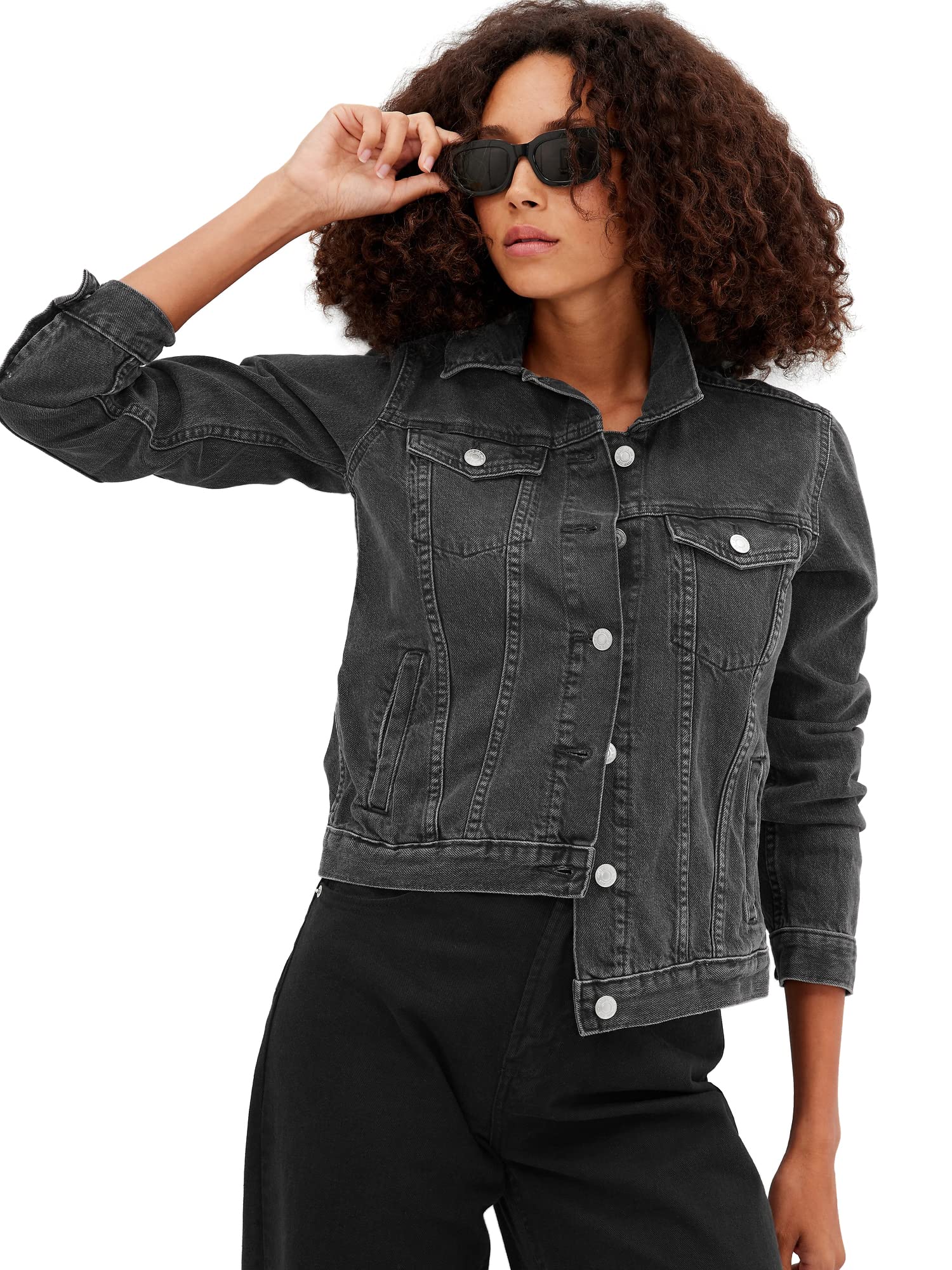 GAP womens Icon Denim Jacket LIGHT WASH M