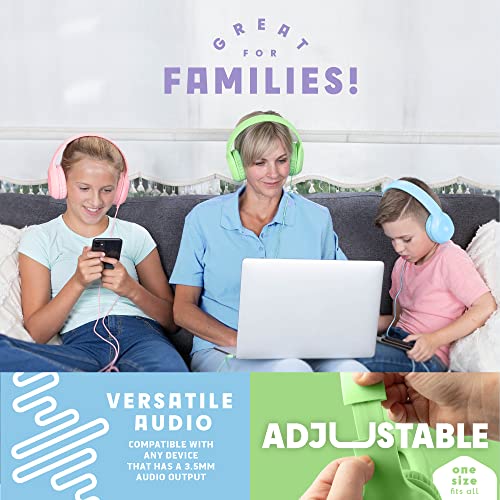 Sonitum Kids Headphones for School Bulk Set 5-Pack On-Ear, 3.5mm, Wired Headphones for Schools & Libraries β Adjustable, Cushioned Wired Kids Headphones β School Headphones for Kids, (Mixed Colors)