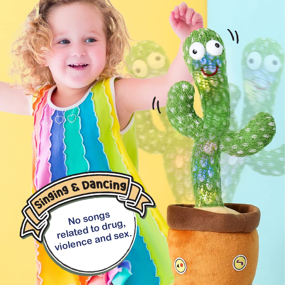 Mimoji Dancing Cactus, Talking Cactus Toy for Baby Cactus Toy Mimic with 60 Popular Songs (Rechargeable)