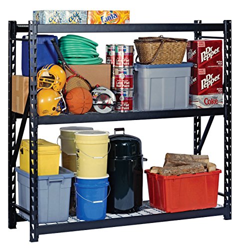 Sandusky Lee Muscle Rack ERZ772472WL3 Black Heavy Duty Steel Welded Storage Rack, 3 Shelves, 1,000 lb. Capacity per Shelf, 72" Height x 77" Width x 24" Depth, Pack of 1