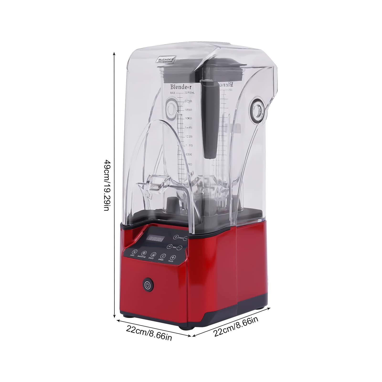 HinLIaDa Commercial Quiet Blender, 2200 Watt Professional Countertop Blender with 80oz Pitcher And Self-Cleaning High-Speed Blenders for Puree, Ice Crush, Shakes And Smoothies, Red