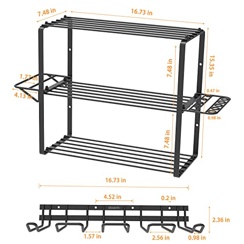 ZEAKOC Power Tool Organizer, 4 Layers Heavy Duty Drill Holder Wall Mount,Steel Tool Hangers Utility Storage Shelves for Handheld & Power Tools,Separate Tool Rack