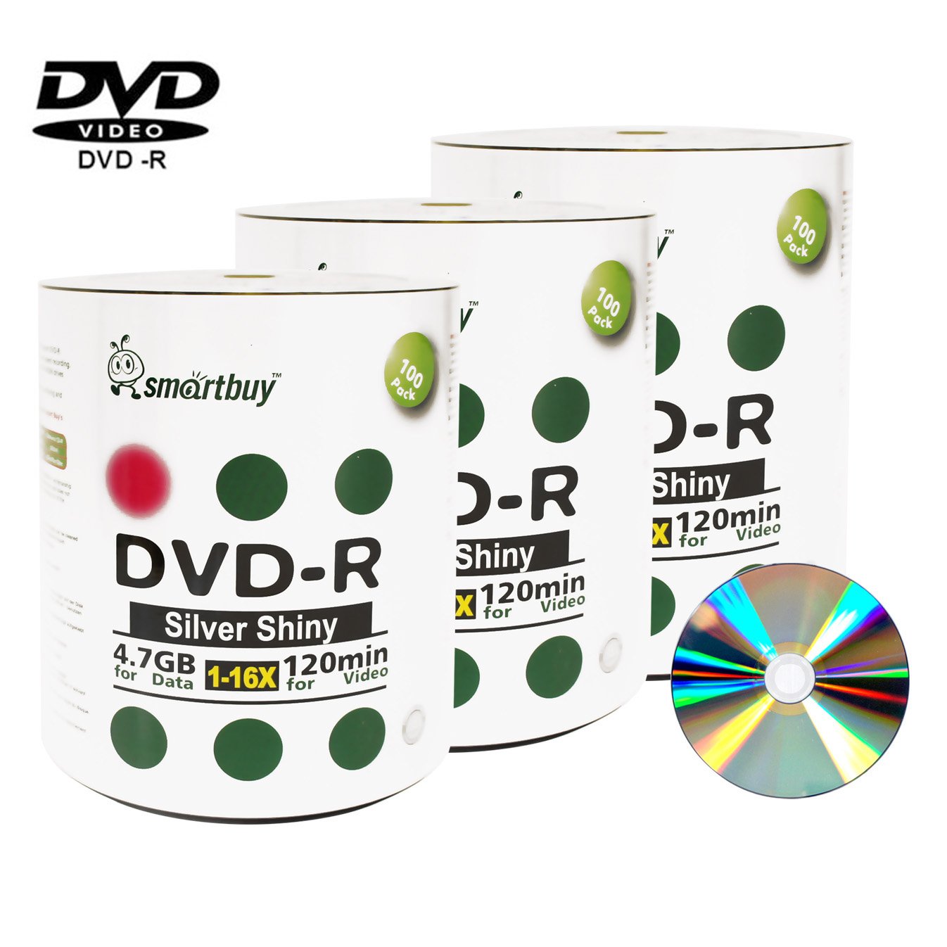 Smartbuy 300-disc 4.7gb/120min 16x DVD-R Shiny Silver Blank Data Recordable Media Disc