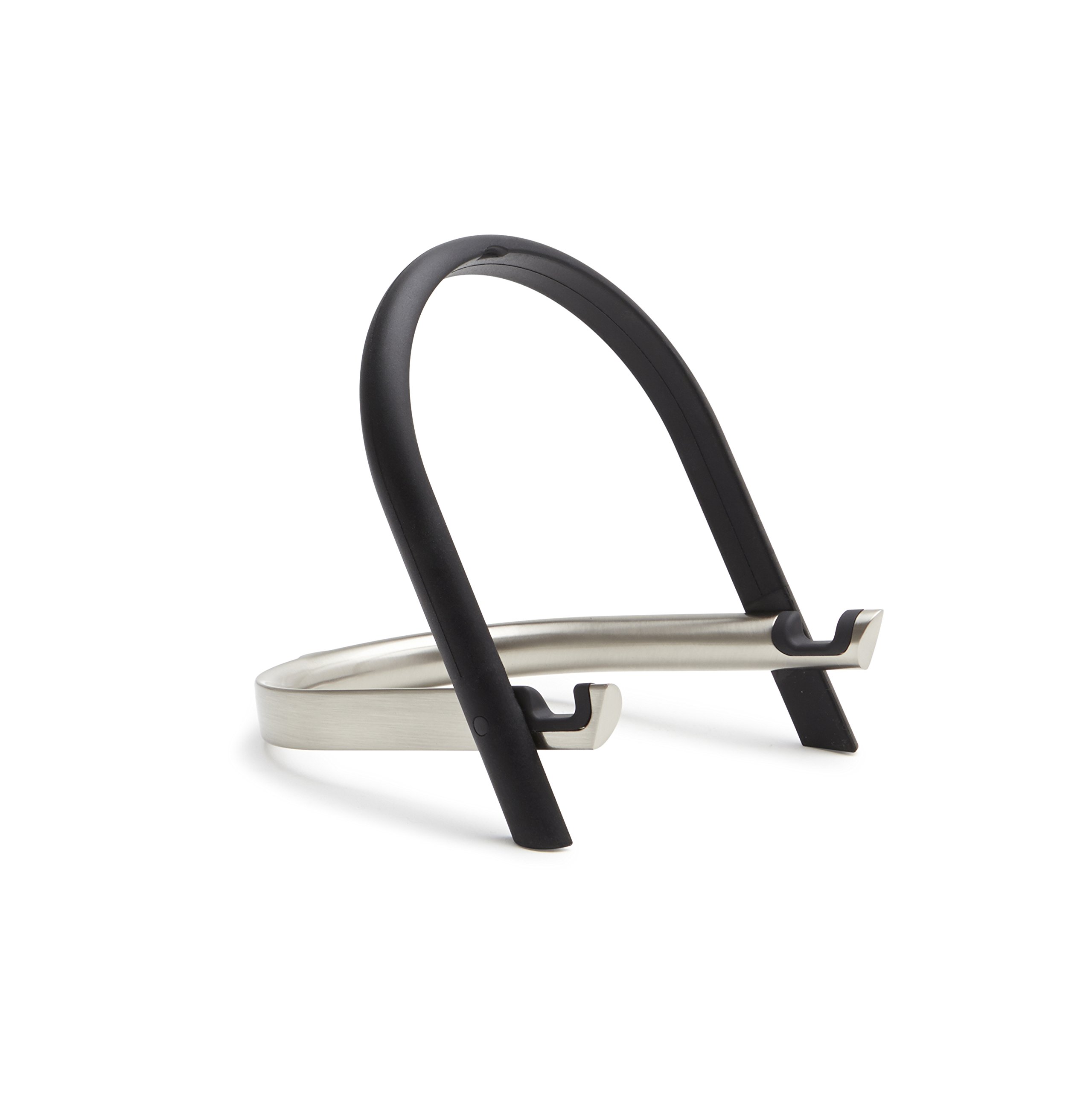 Umbra Udock Tablet/Phone Holder, Phone Easel/Tablet Easel -- Great For Kitchen, Props Up Your Screen So You Can Follow Along With Recipes, Read/Watch Online Content, Black/Nickel Finish