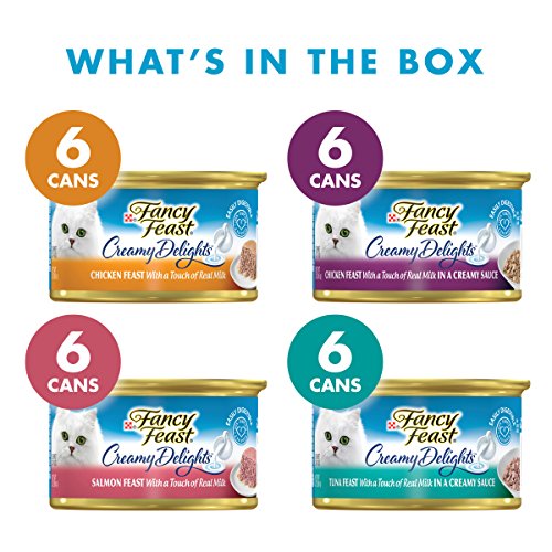 Purina Fancy Feast Wet Cat Food Variety Pack, Creamy Delights Poultry & Seafood Collection - (24) 3 oz. Cans