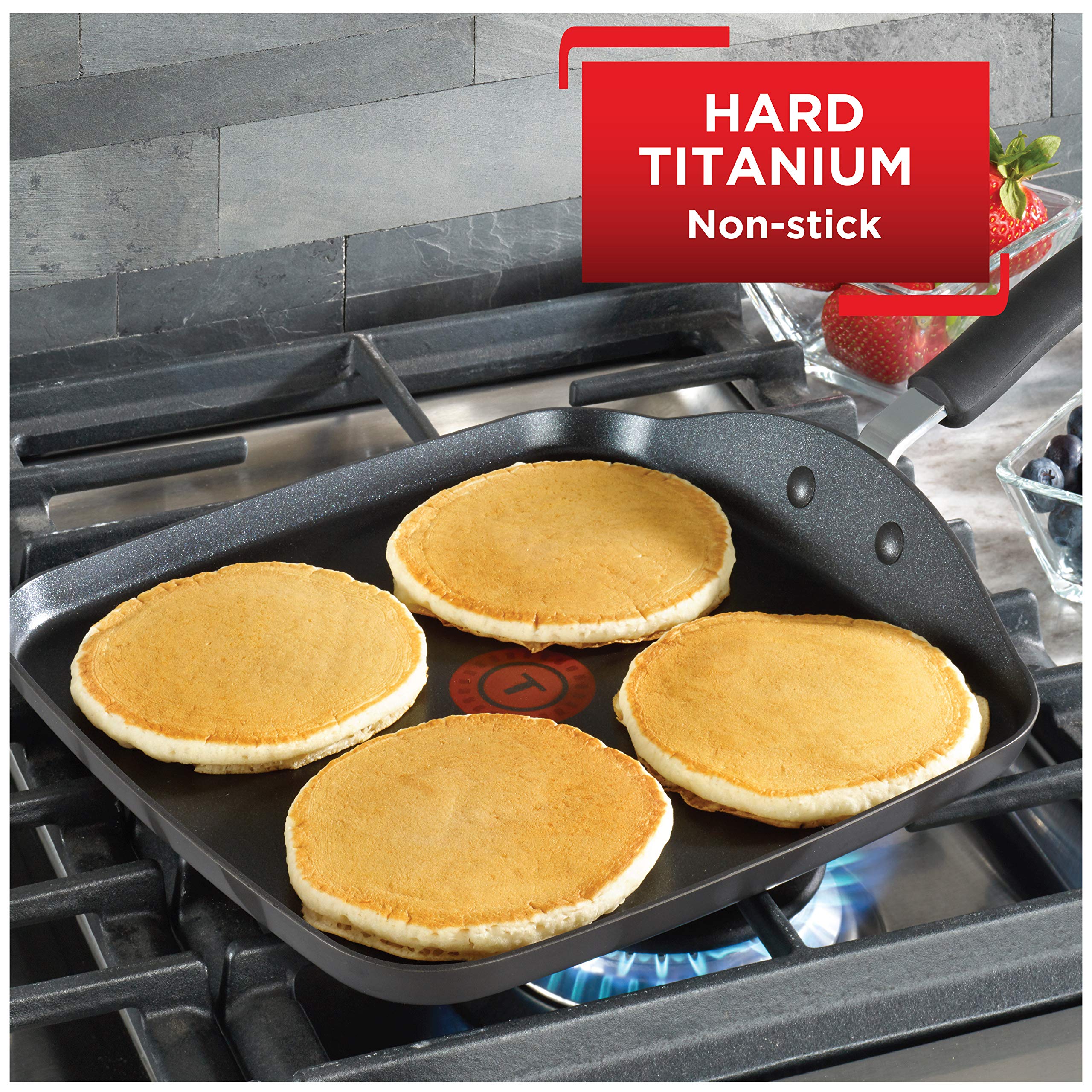 T-fal, Ultimate Hard Anodized, Nonstick 10.25 In. Square Griddle, Black, , 10.25 Inch, Grey