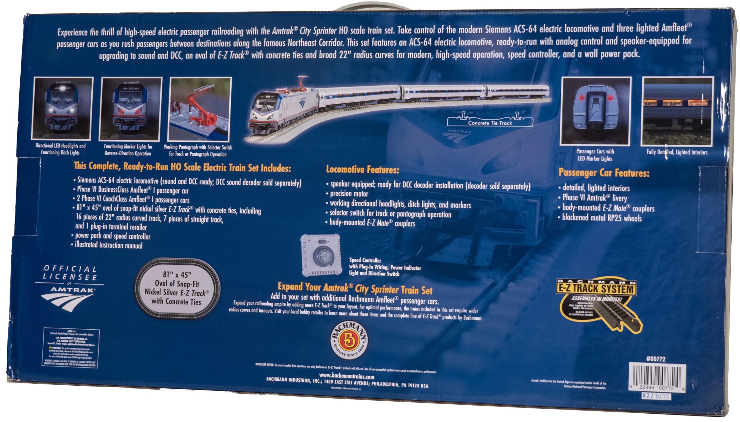 Bachmann Trains - AmtrakĀ® City Sprinter - Ready to Run Electric Train Set - HO Scale
